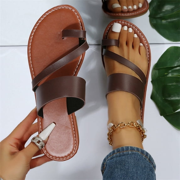 Norvail Womens Slide Sandals Slip On Flat Sandals Womens Open Toe One ...