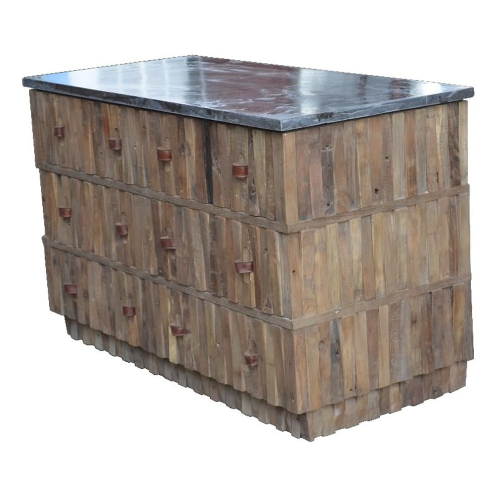 Norwalk 6-Drawer Buffet on Elm Solid Wood in Natural with Soapstone Top ...
