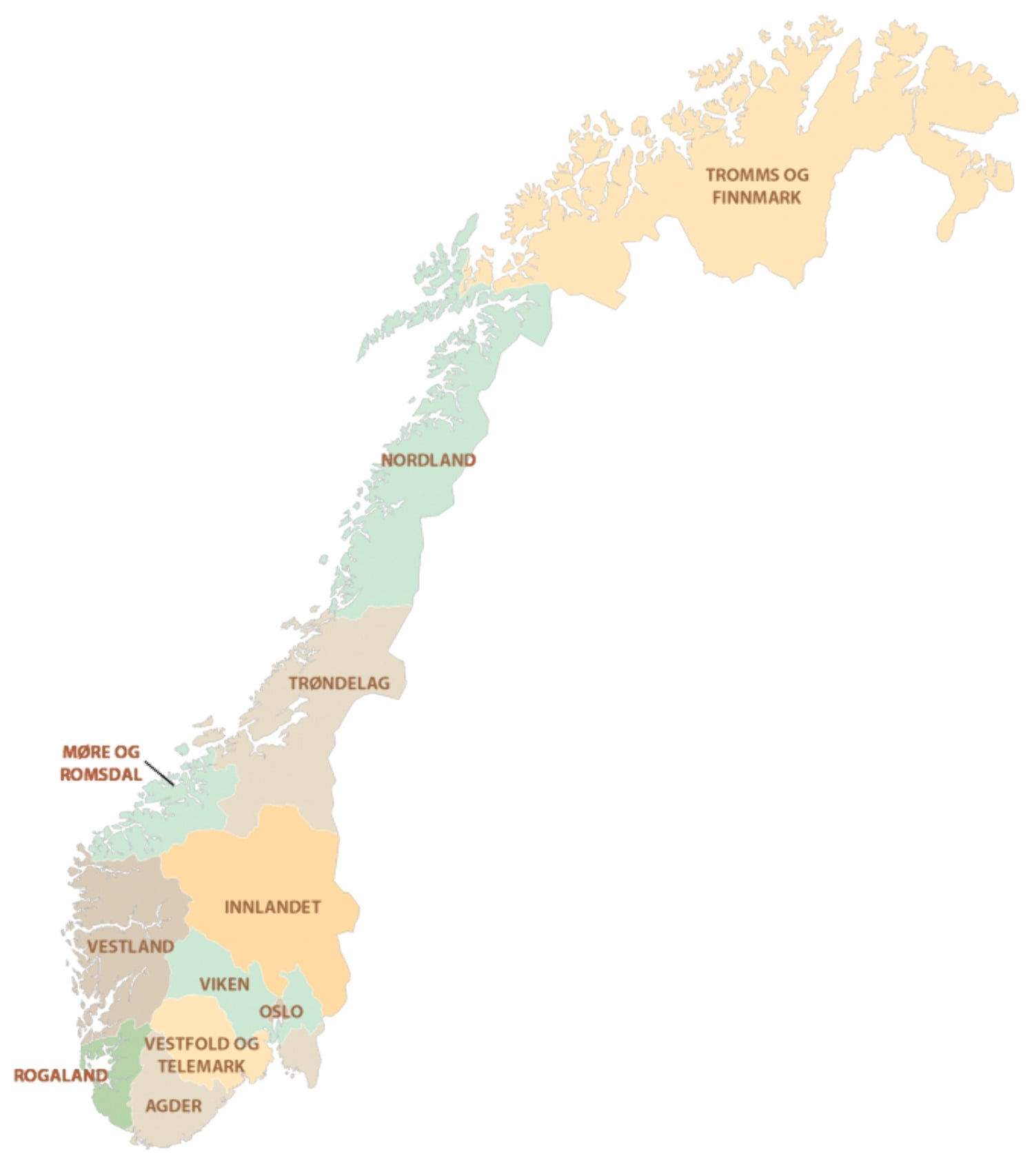 Norway Counties Province Map GLOSSY POSTER PICTURE PHOTO PRINT BANNER ...