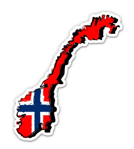 Norway Country Shape Norwegian Flag - 5" Vinyl Sticker - For Car Laptop ...