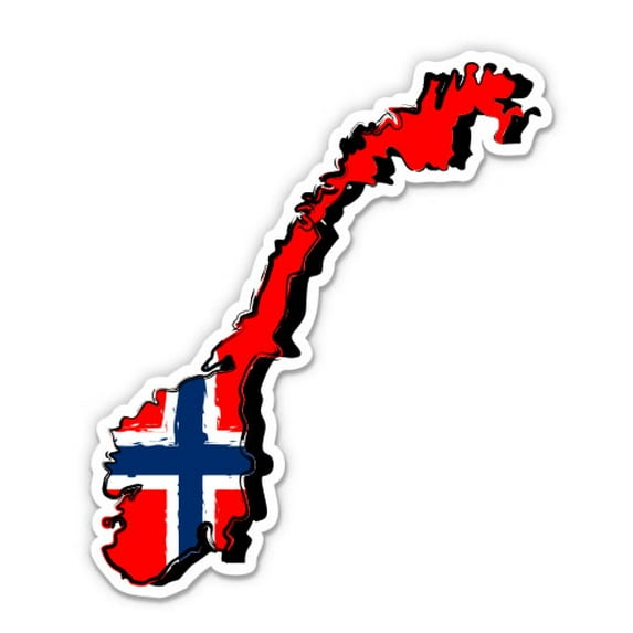 Norway Country Shape Norwegian Flag - 5" Vinyl Sticker - For Car Laptop ...