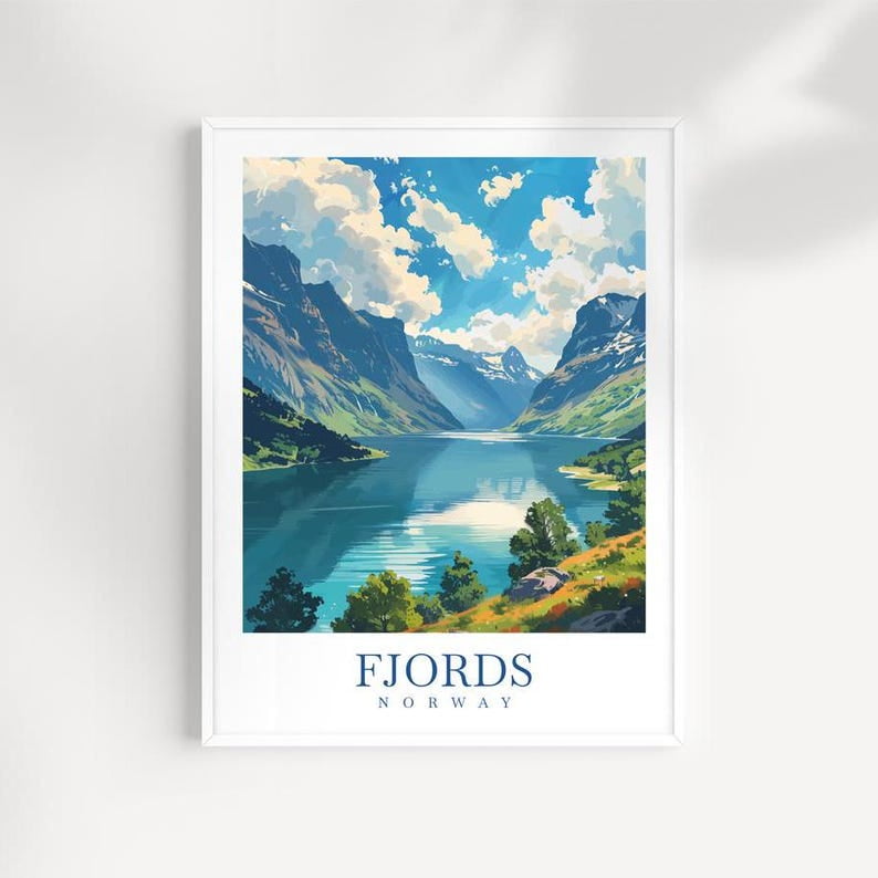 Norway Fjords Travel Print - Norway, Wall Hanging, Fjords Poster ...