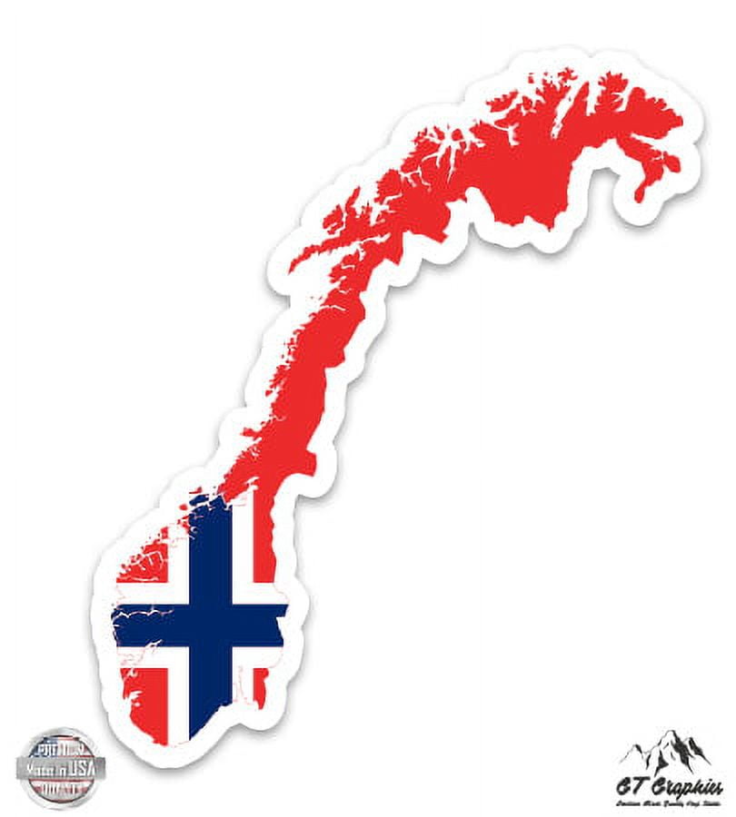 Norway Flag Map - 12" Vinyl Sticker Waterproof Decal - Walmart.com
