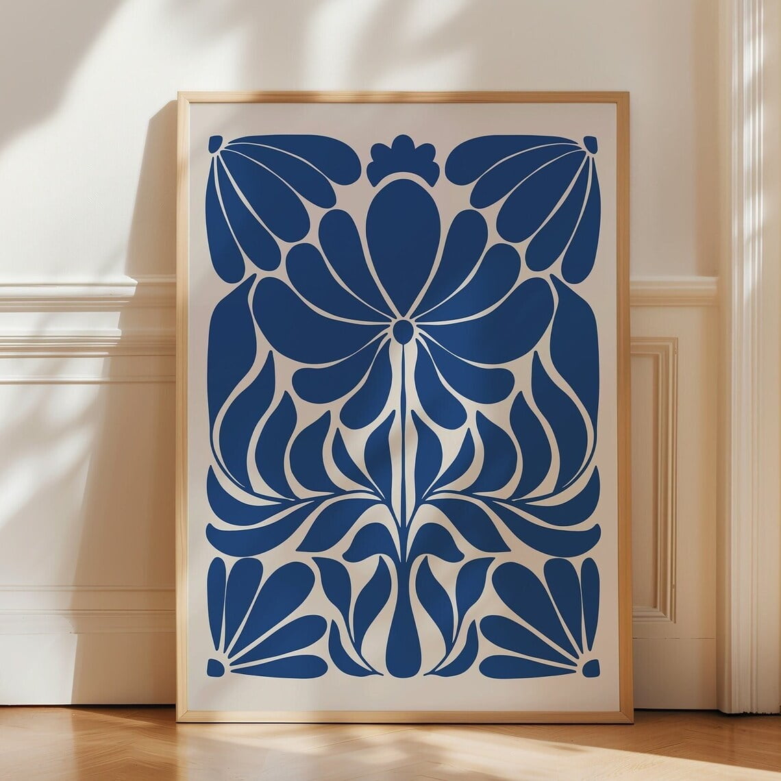 Norway Folk Art, Navy Blue Wall Art, Digital Print, Scandinavian Folk ...