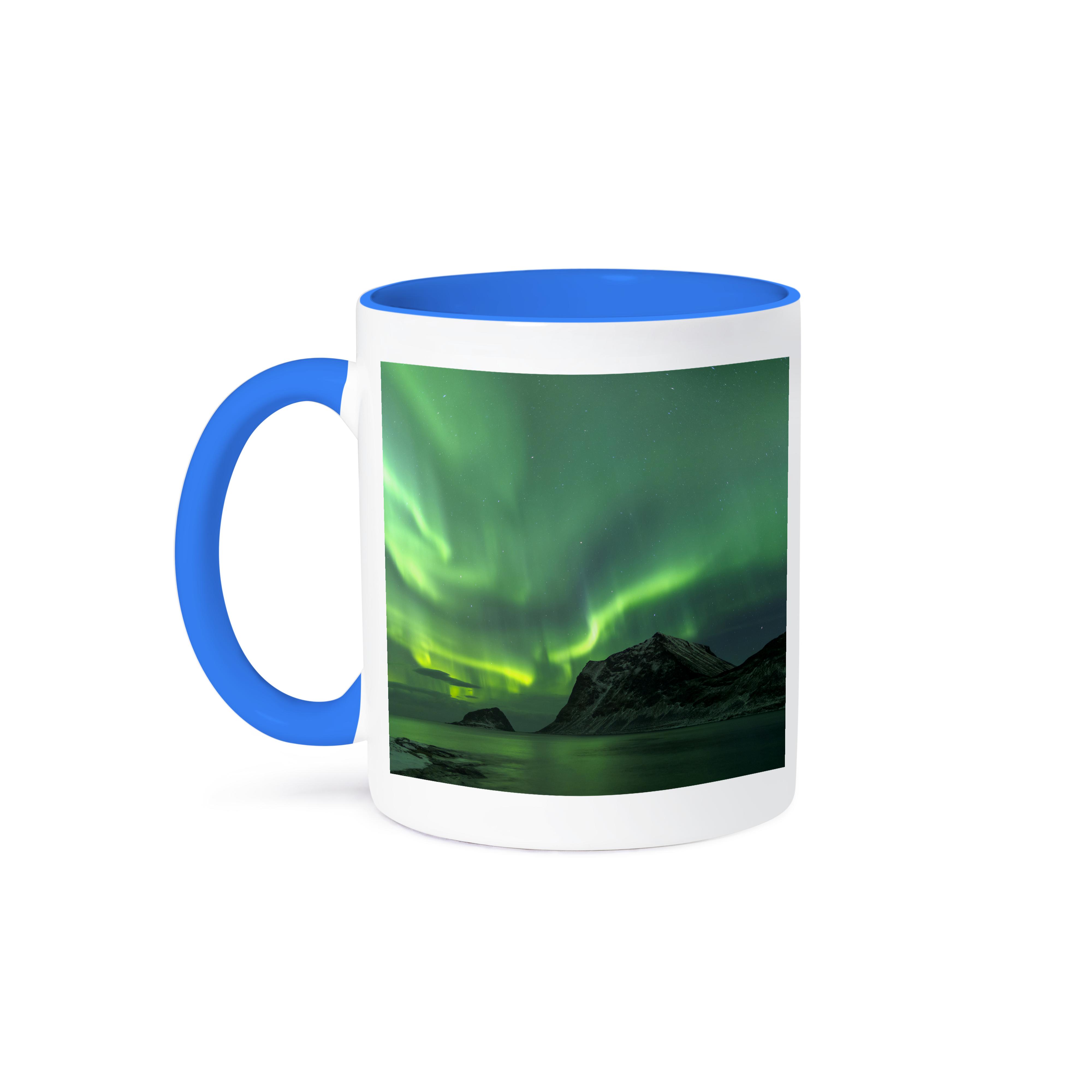 Norway, Lofoten Islands, Vestvag Island, Leknes. Aurora Borealis, 11oz ...