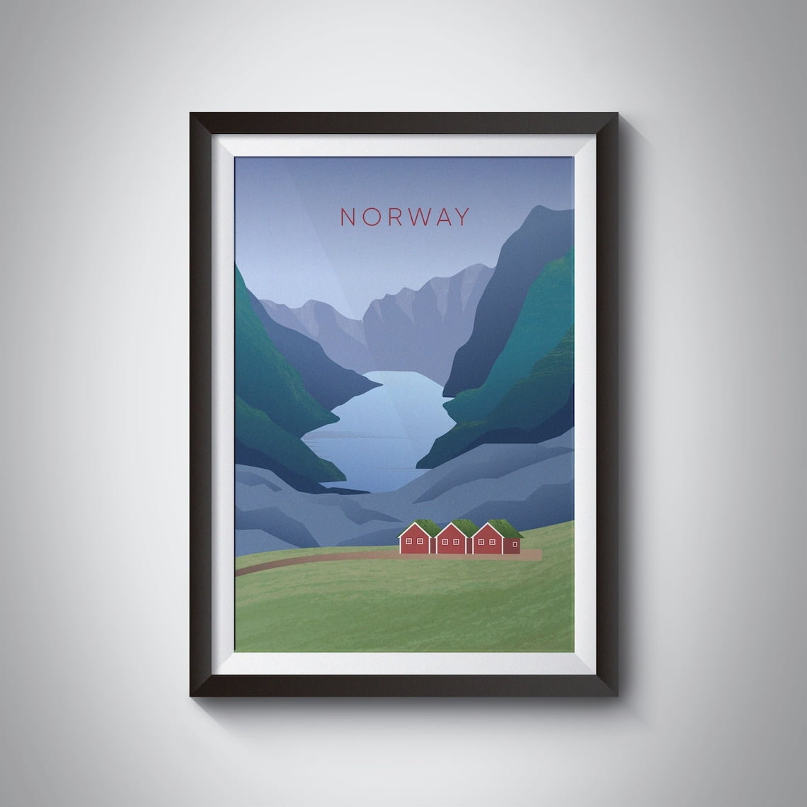 Norway Minimal Travel Poster, Simple Travel Print, Norwegian Fjords ...