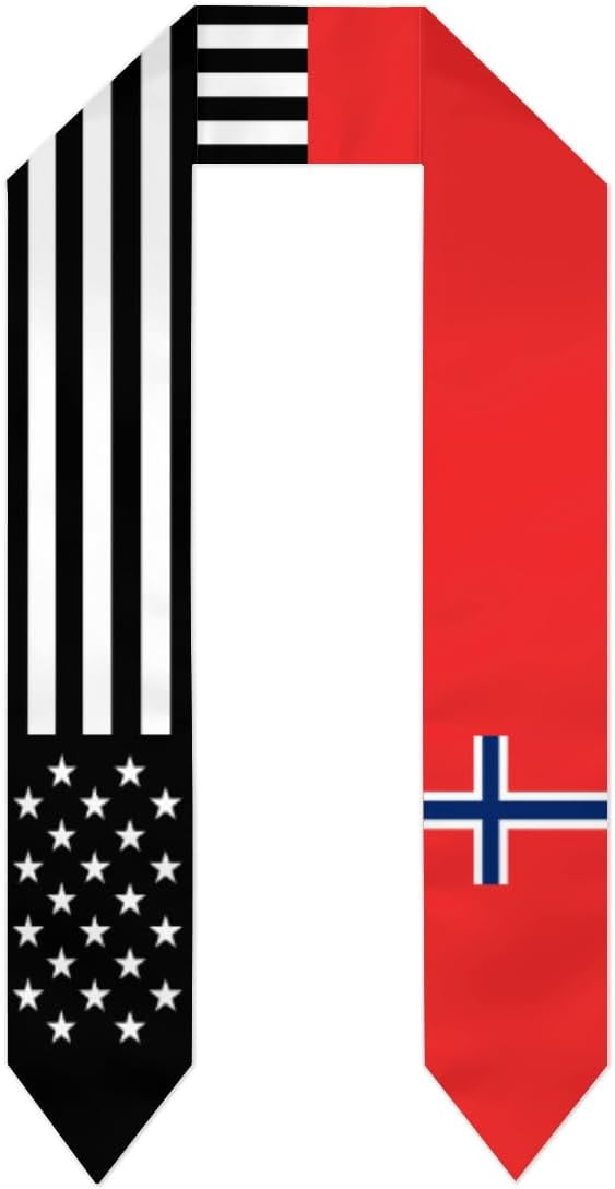 Norway Mix United States Black American Flag Graduation Stole Shawl ...