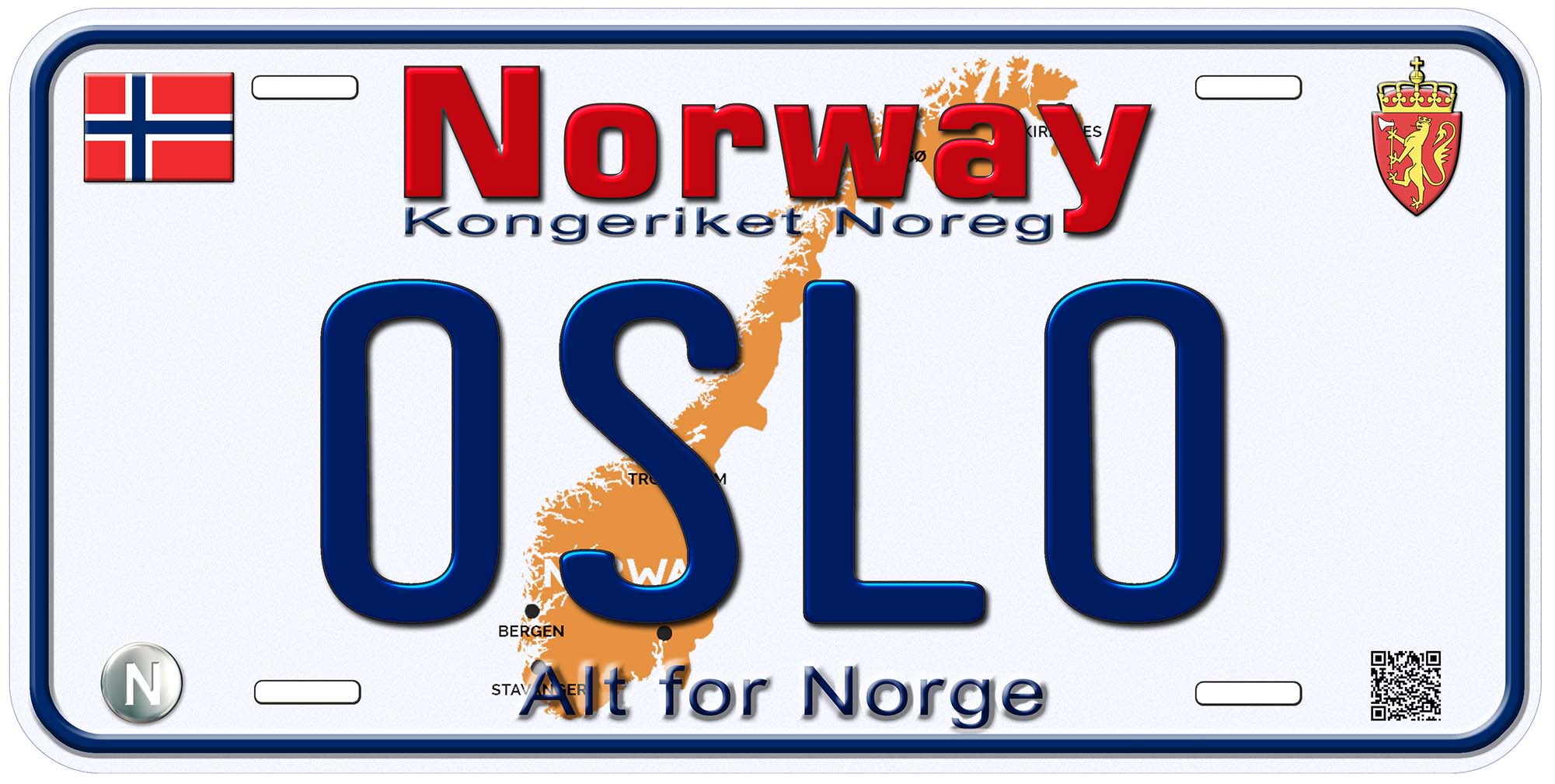 Norway Oslo Custom Novelty Car License Plate - Walmart.com