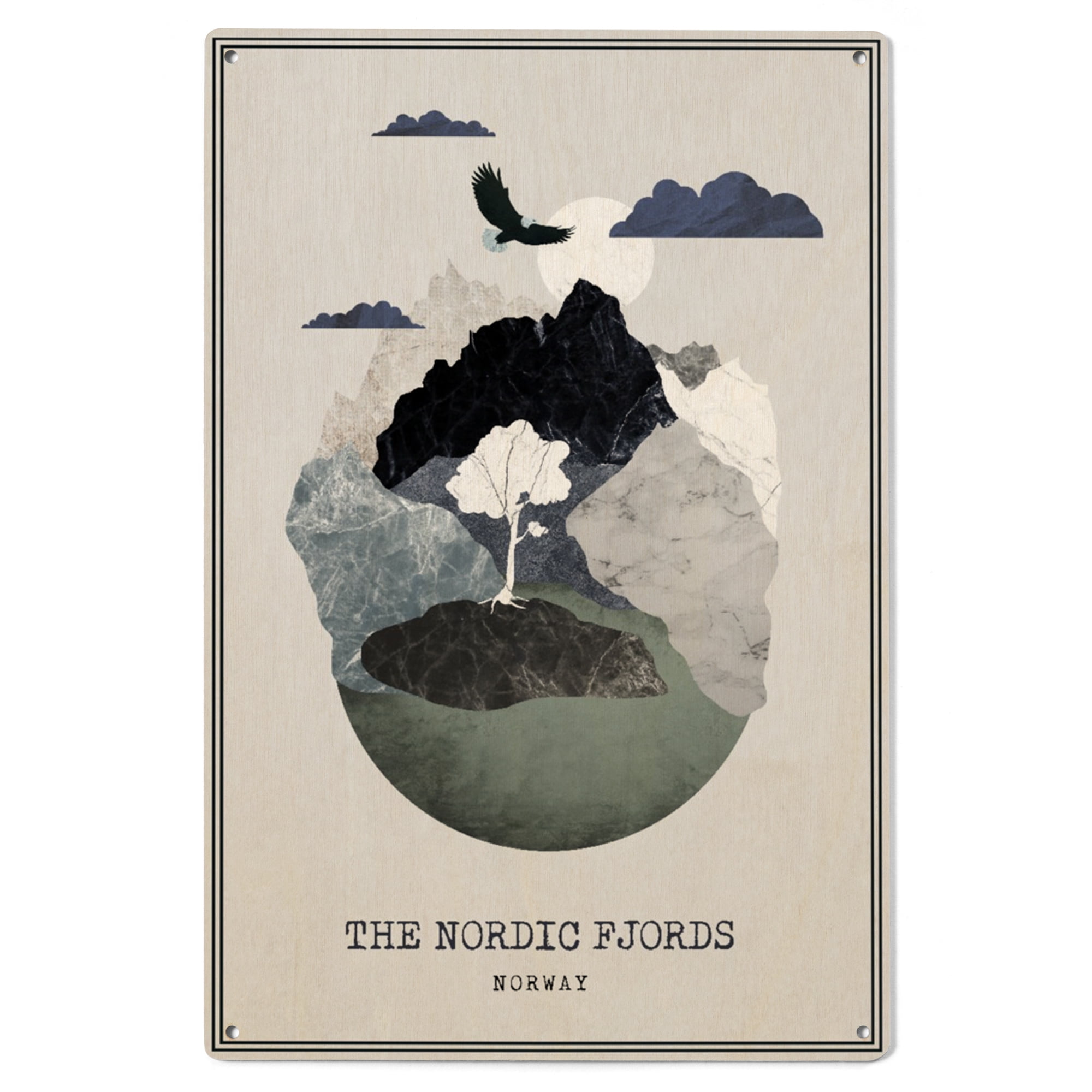 Norway, The Nordic Fjords, Texture Collage Birch Wood Wall Sign (6x9 ...