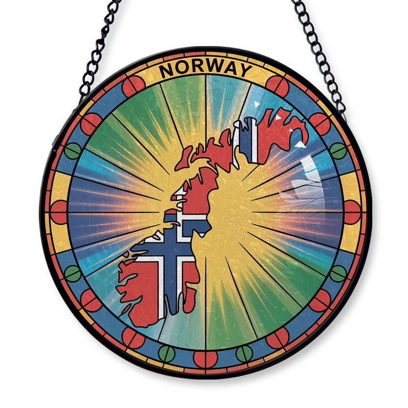 Norway Travel Decor Suncatcher Stained Glass Window Hanging, Gift for ...