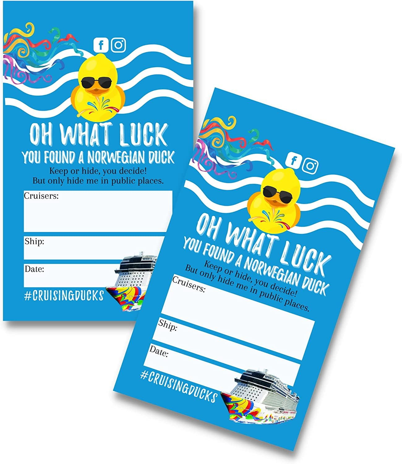 Norwegian Cruise Line Duck Tags for Cruising Ducks Cards 50 pk, 2x3.5 ...