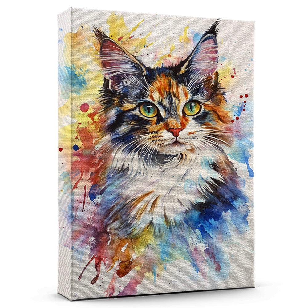 Norwegian Forest Cat Calico Tabby Canvas Wall Art Animal Gifts ...