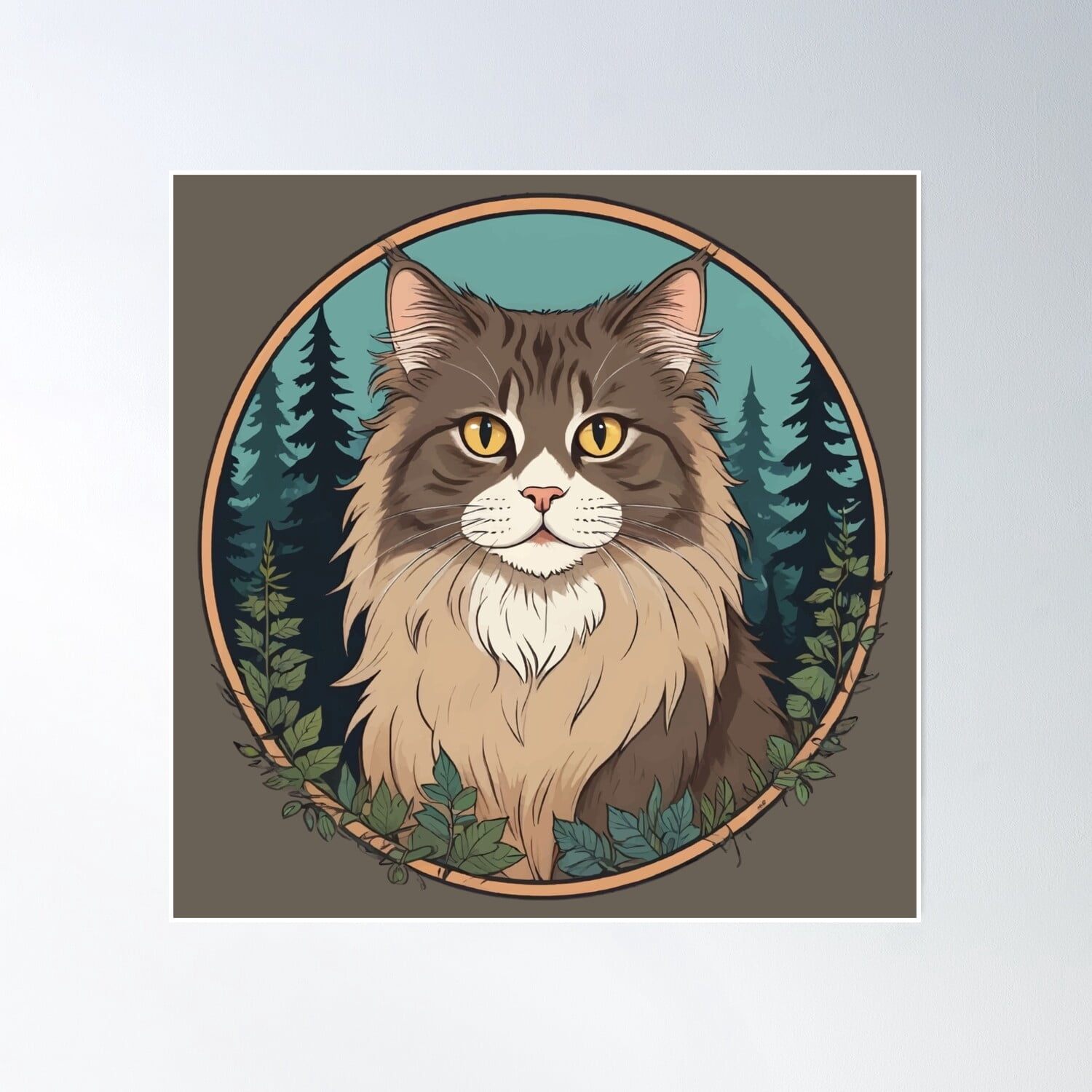 Norwegian Forest Cat Poster Wall Art, Modern Wall Decor, 16x16 UNFRAMED ...