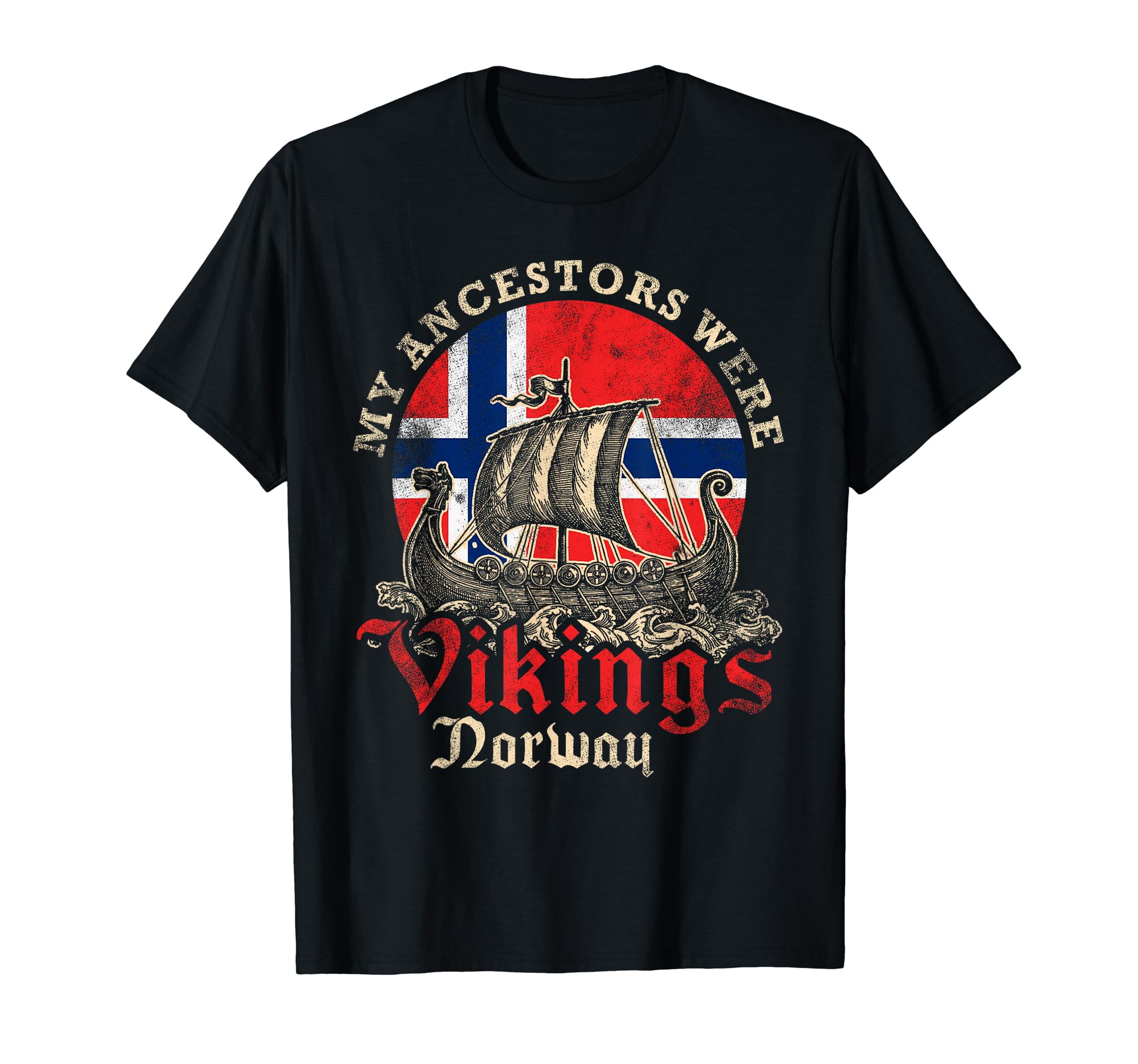 Norwegian Norway Viking Ship Flag Vintage Casual T-Shirt - Walmart.com