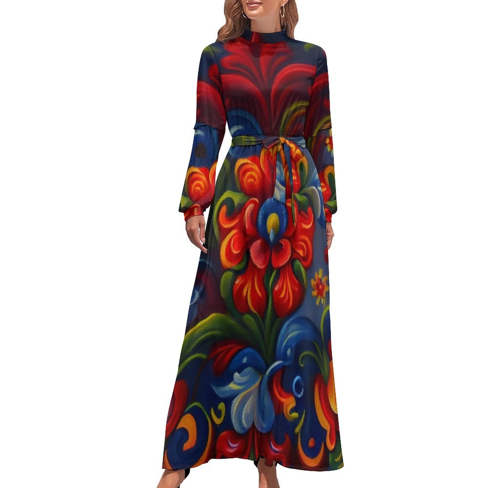 Norwegian Rosemaling-Oil On Canvas #4 Long Dress Women's skirt dress party evening elegant ...
