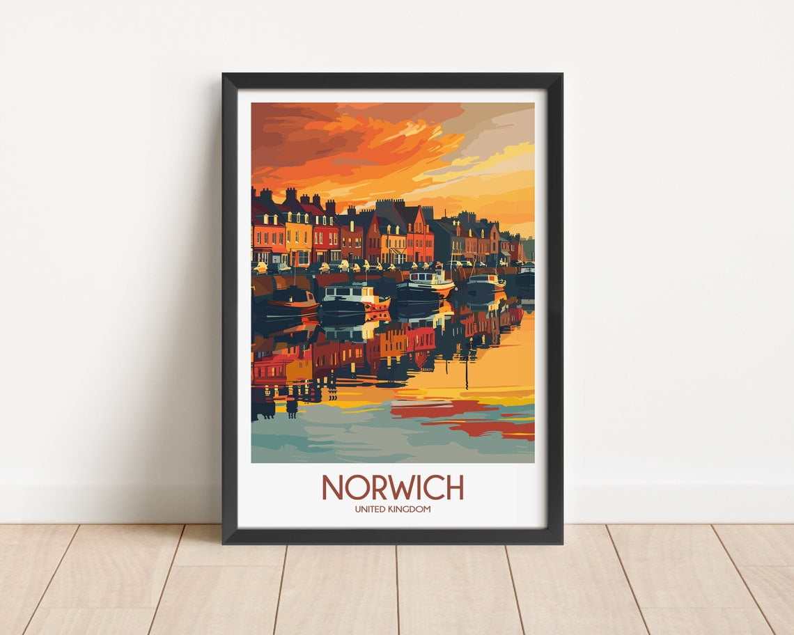 Norwich UK Poster Vintage Style Scenic Wall Art Print, Unframed Poster ...