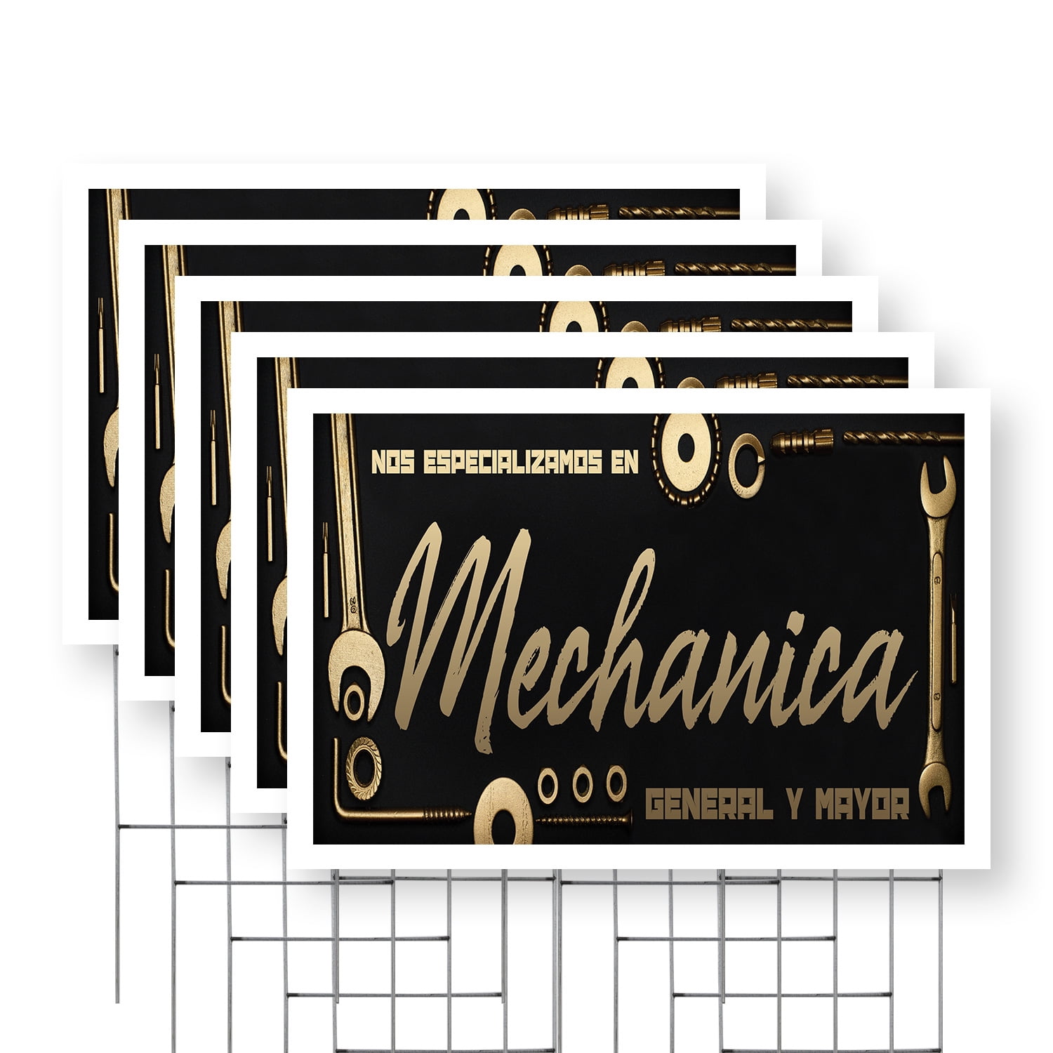 Nos Especializamos en Mechanica General y Mayor Yard Sign 5 Pack of 24 ...