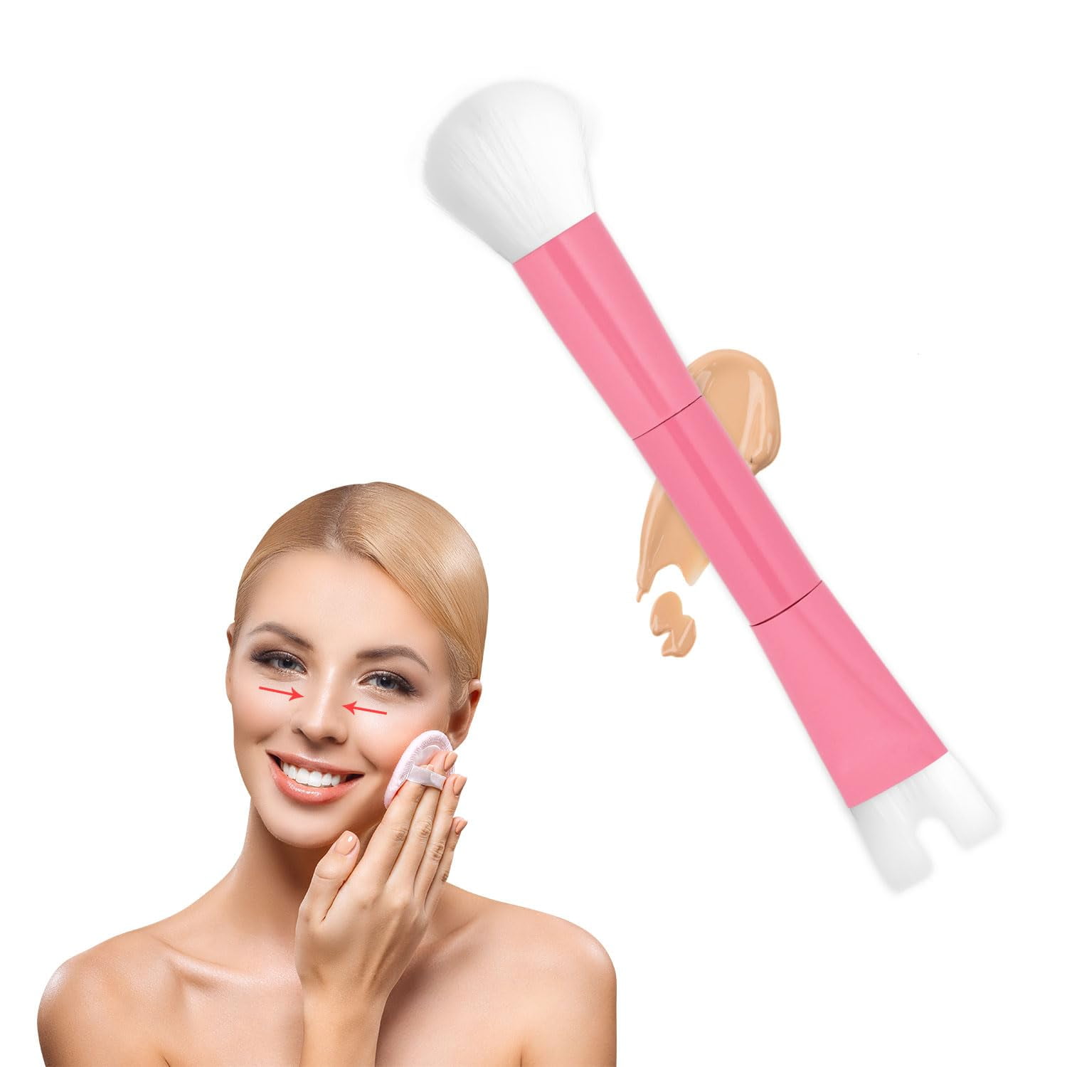 Nose Contour Brush, U DHF10 Shaped Makeup Brush Dual End Nose Contour ...