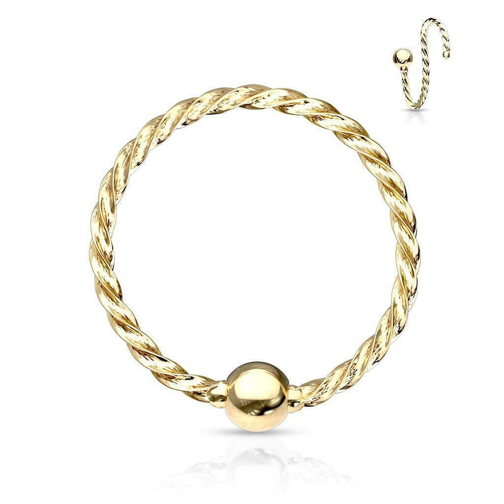 Nose Hoop Ring Bendable One Side Fixed Ball Twisted Rope Surgical Steel 20ga - Walmart Business ...