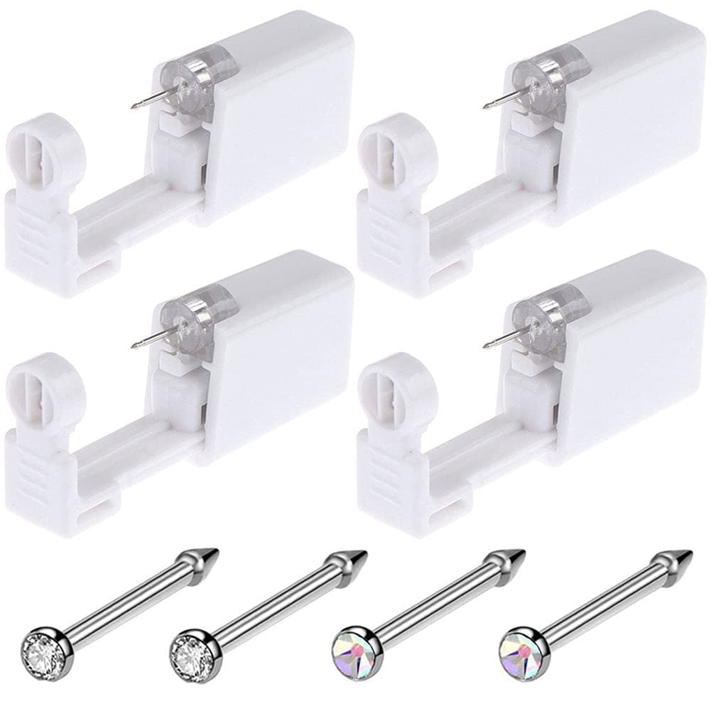 Nose Piercing Gun - Beautylu 4 Pack Self Nose Piercing Kit Unit Safety ...
