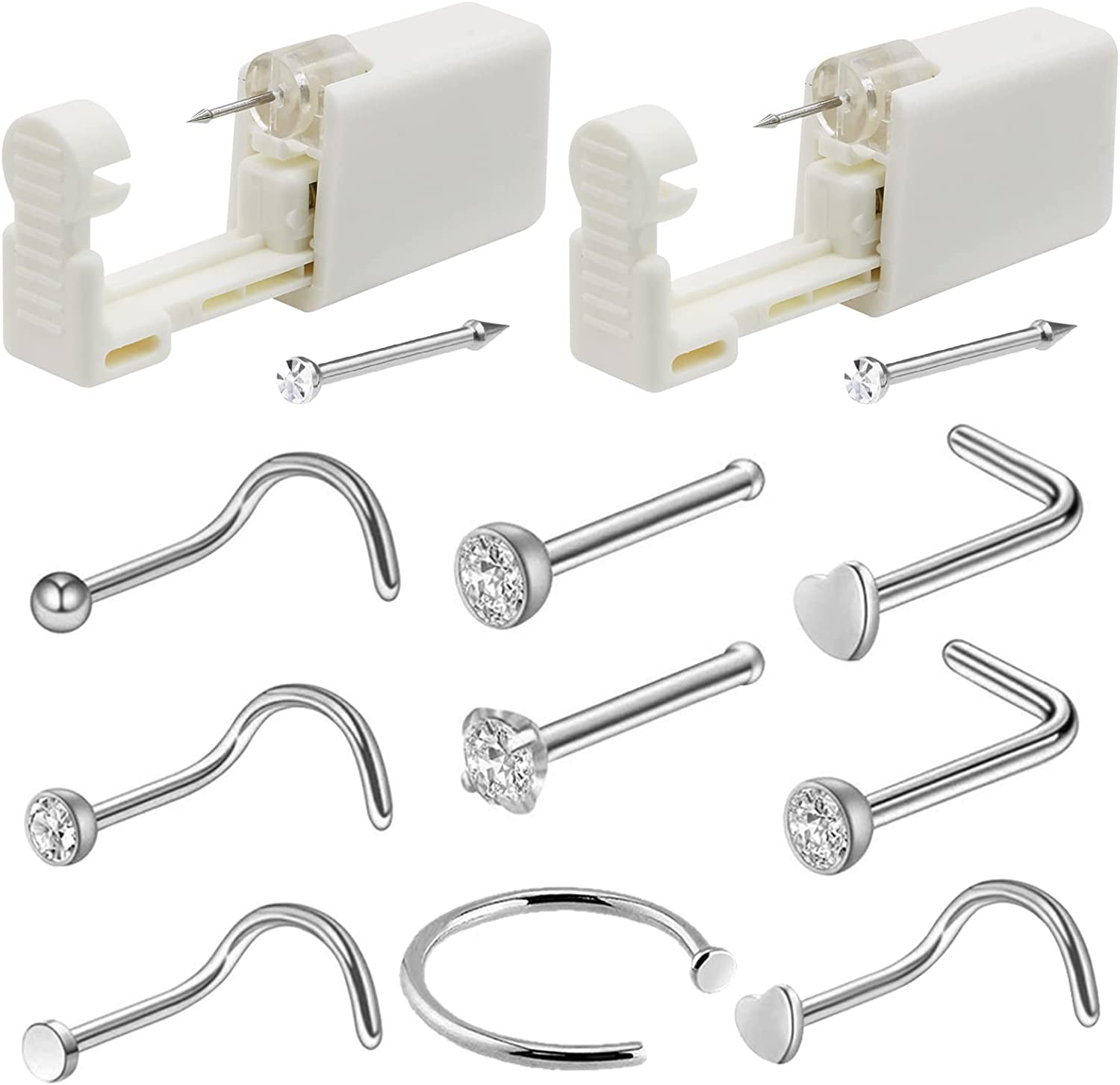 Nose Piercing Gun Kit Disposable Safety Nose Piercing Gun built-in nose ...