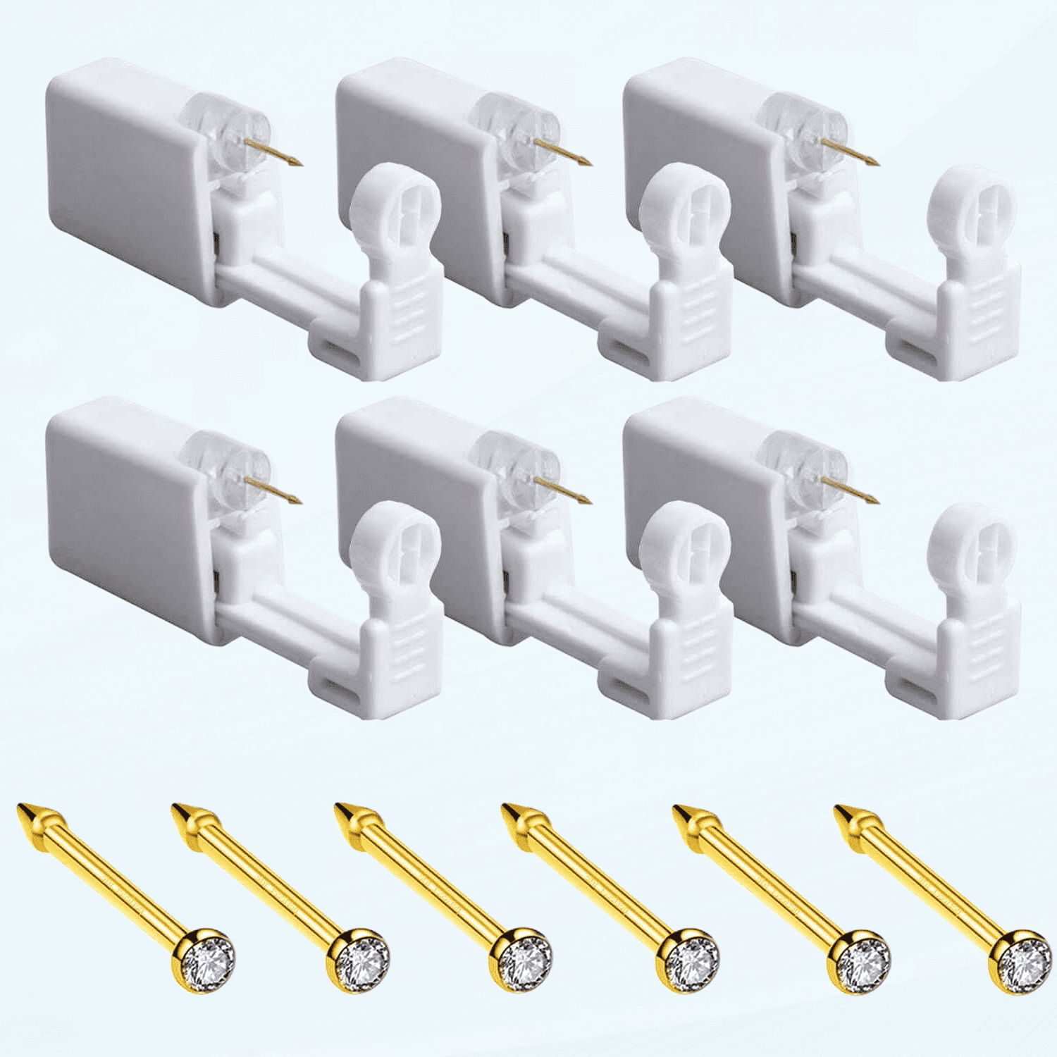 Nose Piercing Kit Gold Color 20G Nose Stud Disposable Self Ear Nose ...