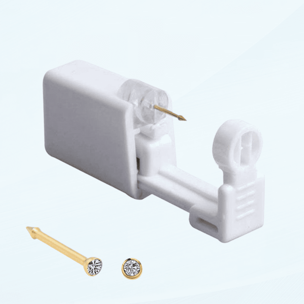 Nose Piercing Kit Gold Color Disposable Nose Piercing Gun Needles ...