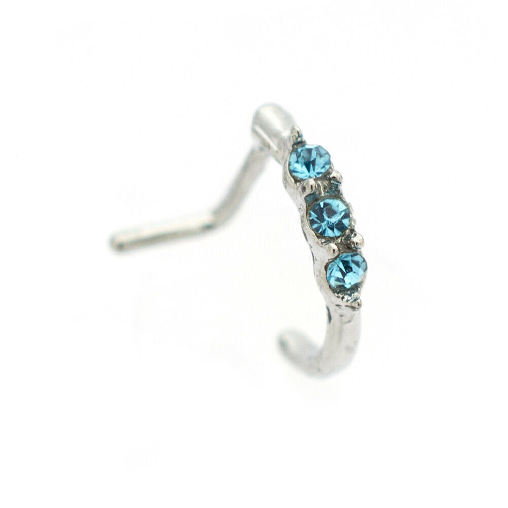 Nose Ring L-shape nose screw with Cubic Zirconia Stone 20G - Walmart.com