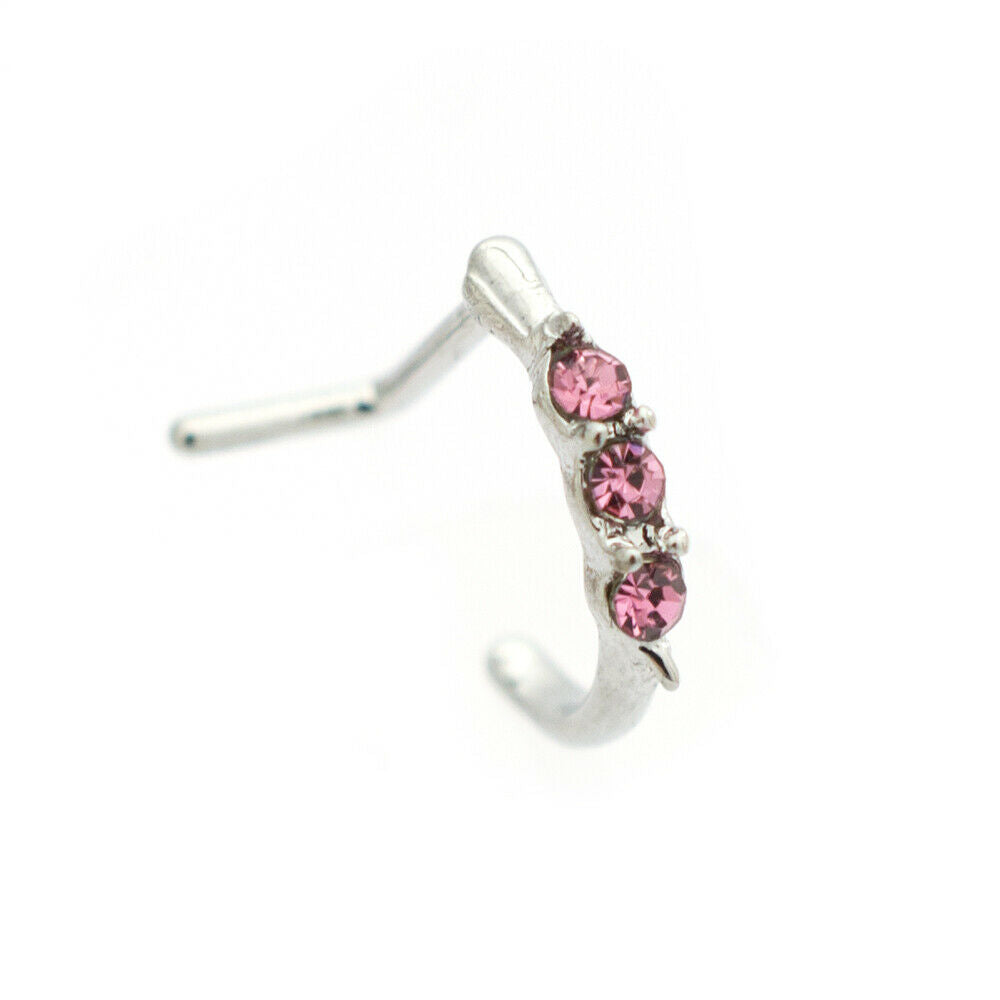 Nose Ring L-shape nose screw with Cubic Zirconia Stone 20G - Walmart.com