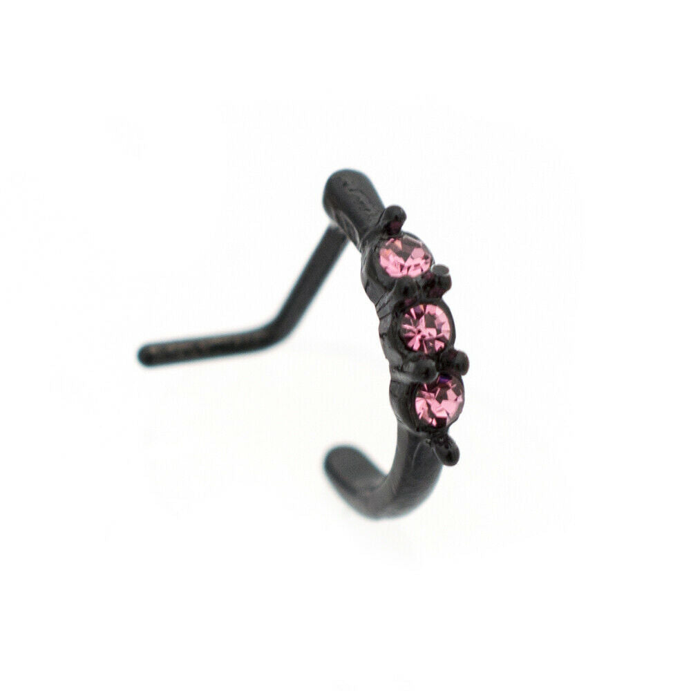 Nose Ring L-shape nose screw with Cubic Zirconia Stone 20G - Walmart.com