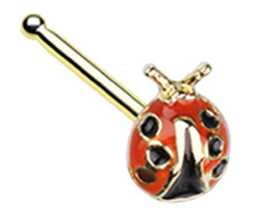 Nose Ring Stud lady bug top 316L Sterling ladybug - Walmart.com