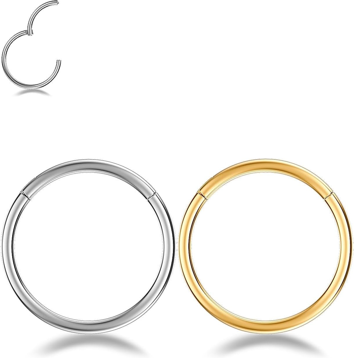 Nose Rings Hoops - Men Women 316L Surgical Steel Hinged Nose Rings Hoop ...
