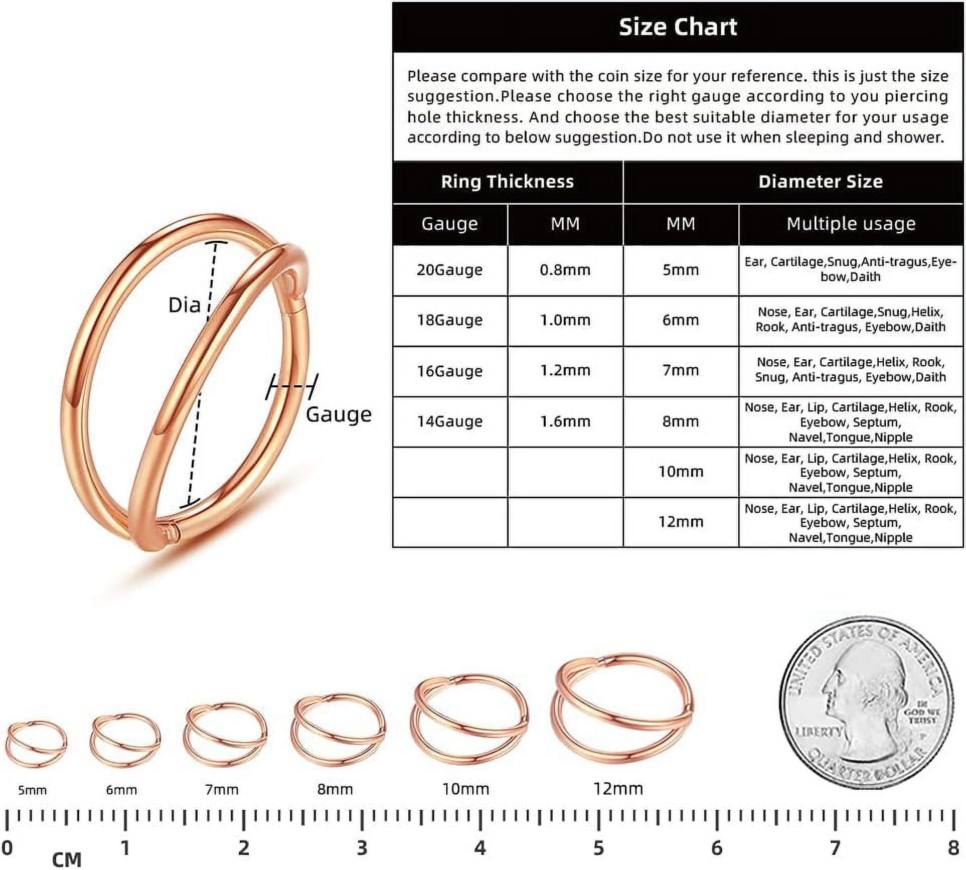 Nose Rings Lip Septum Clicker : Triple/Double Open Stack Conch Daith Pierci - Walmart.com