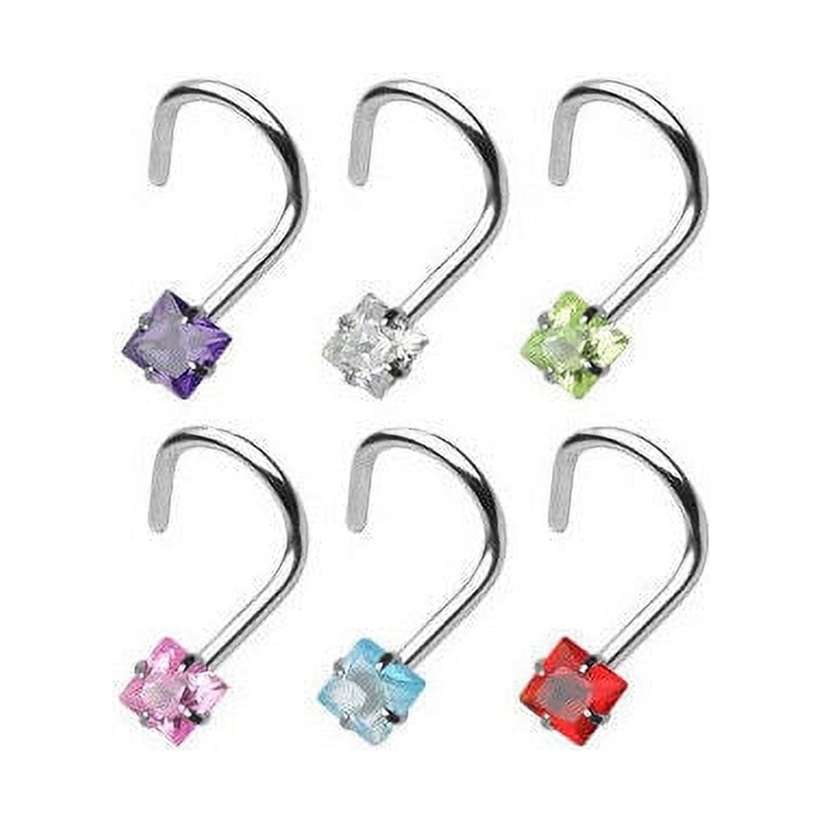 Nose Screw with Prong Set Square Gem - Walmart.com