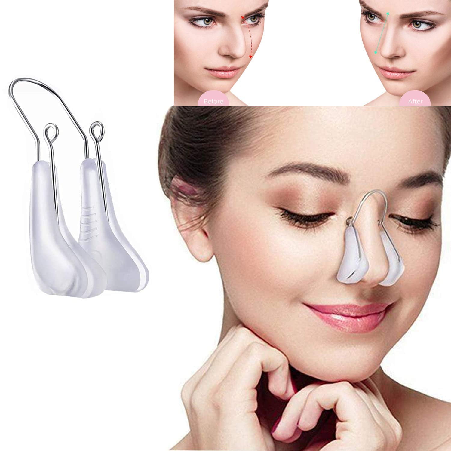 Nose Shaper Clip Nose Beauty Up Lifting Silicone Pain-Free Nose Bridge ...