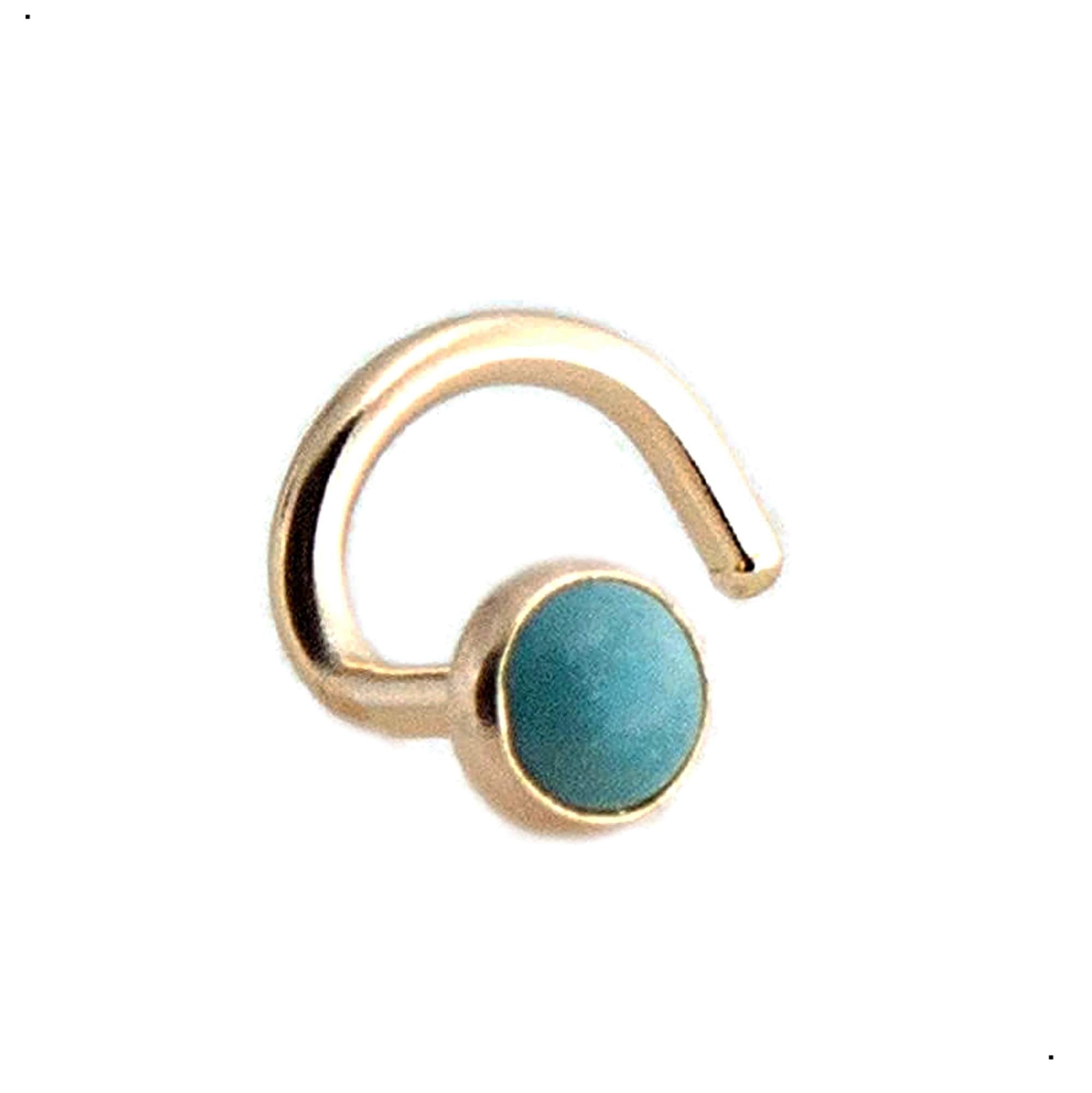 Nose Stud Screw Shaped Gemstone Nose Rings, Gold Nostril Corkscrew ...