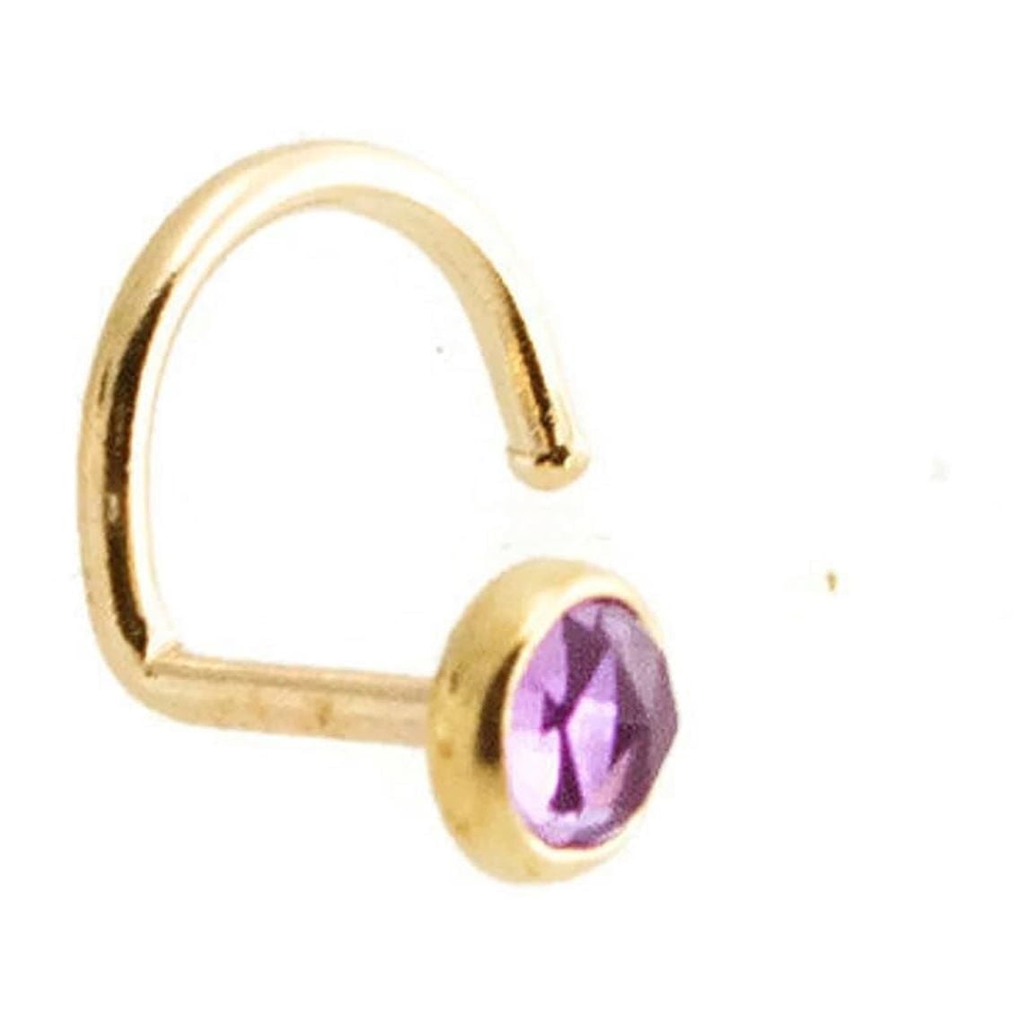Nose Stud Screw Shaped Gemstone Nose Rings, Gold Nostril Corkscrew ...
