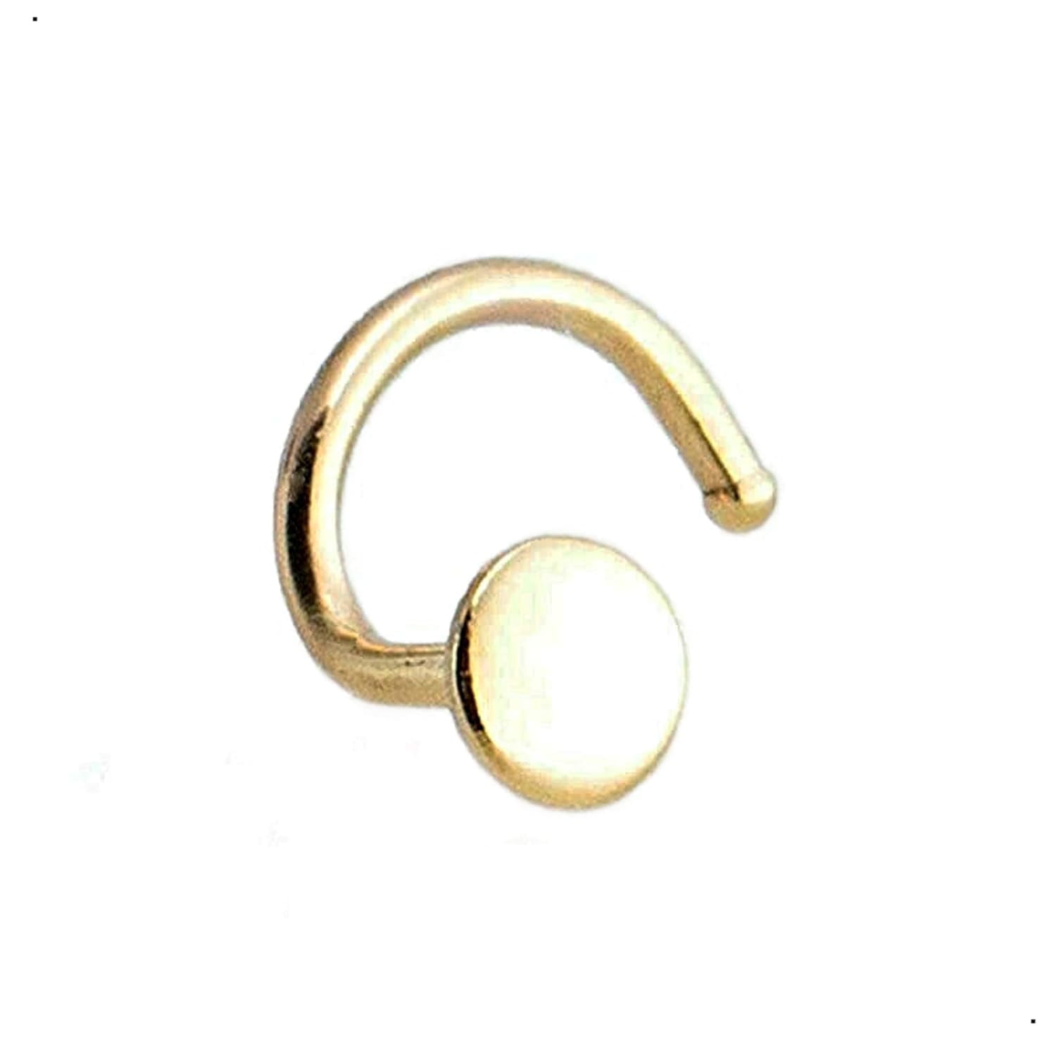 Nose Stud Screw Shaped Nose Rings, Gold Nostril Corkscrew Piercing for ...