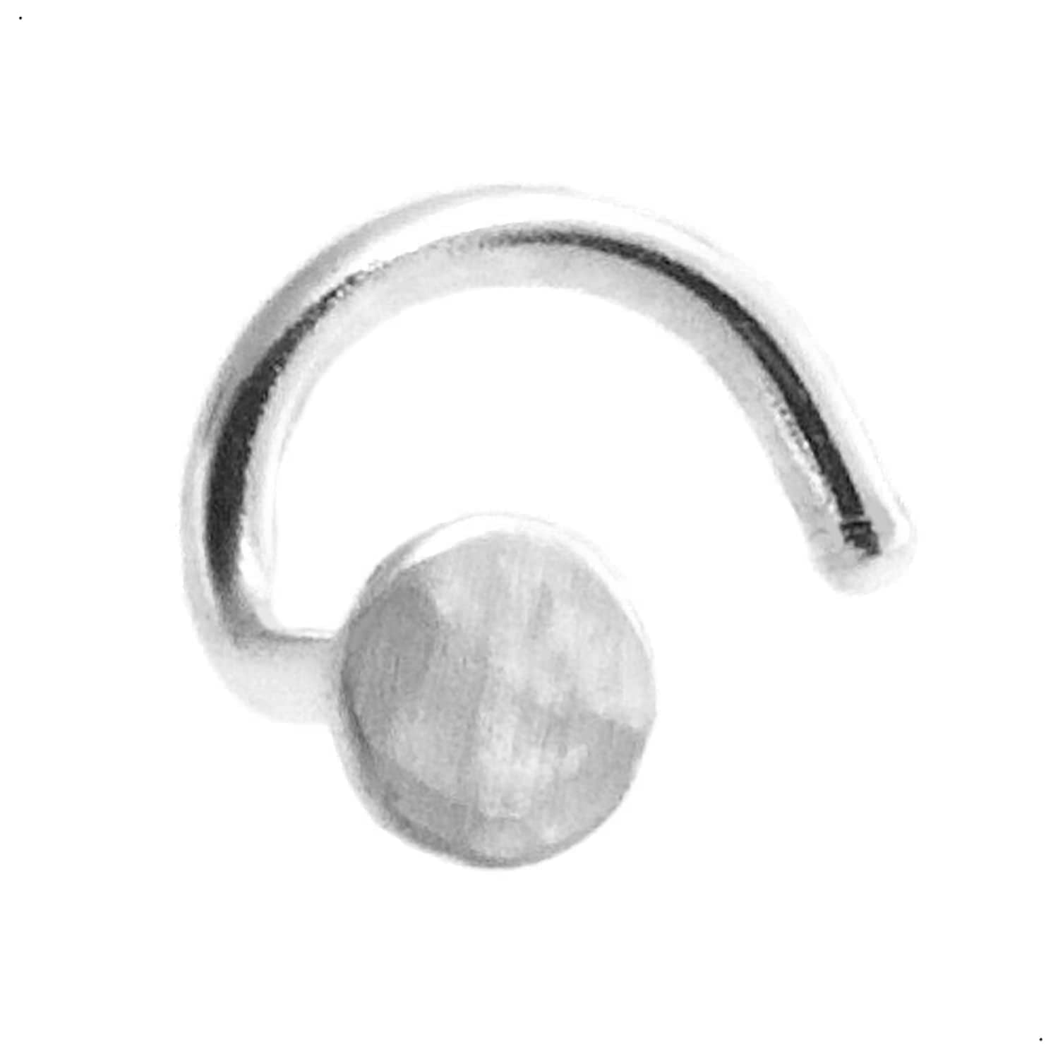 3mm Left Side, 19 GA Matte Hammered Nose Stud Screw Shaped Rings ...