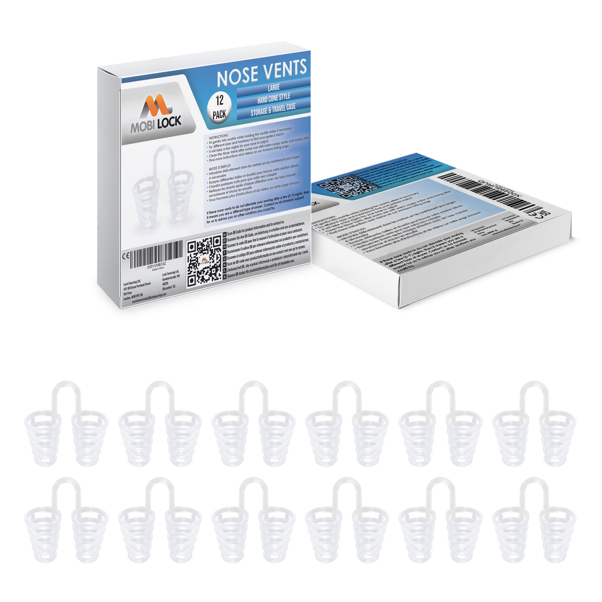 Mobi Lock Anti-Snore Nose Vents - 12 Large Size Hard Silicone Vents for ...