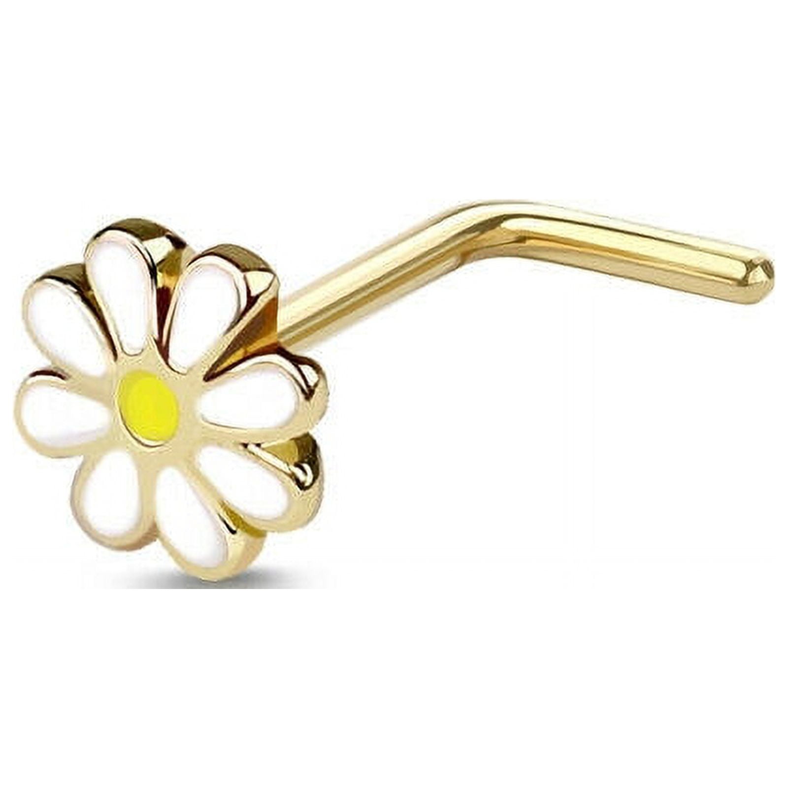 Nose ring L band design with Dainty Daisy Flower shape surgical steel ...