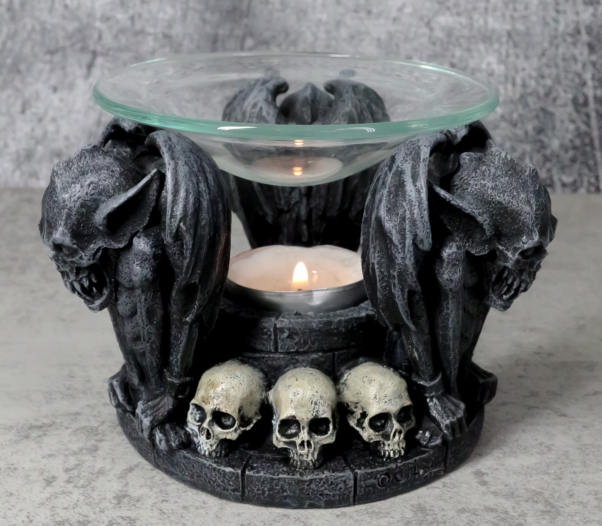 Nosferatu Gothic Vampire Gargoyles With Skulls Votive Candle Heat Oil ...