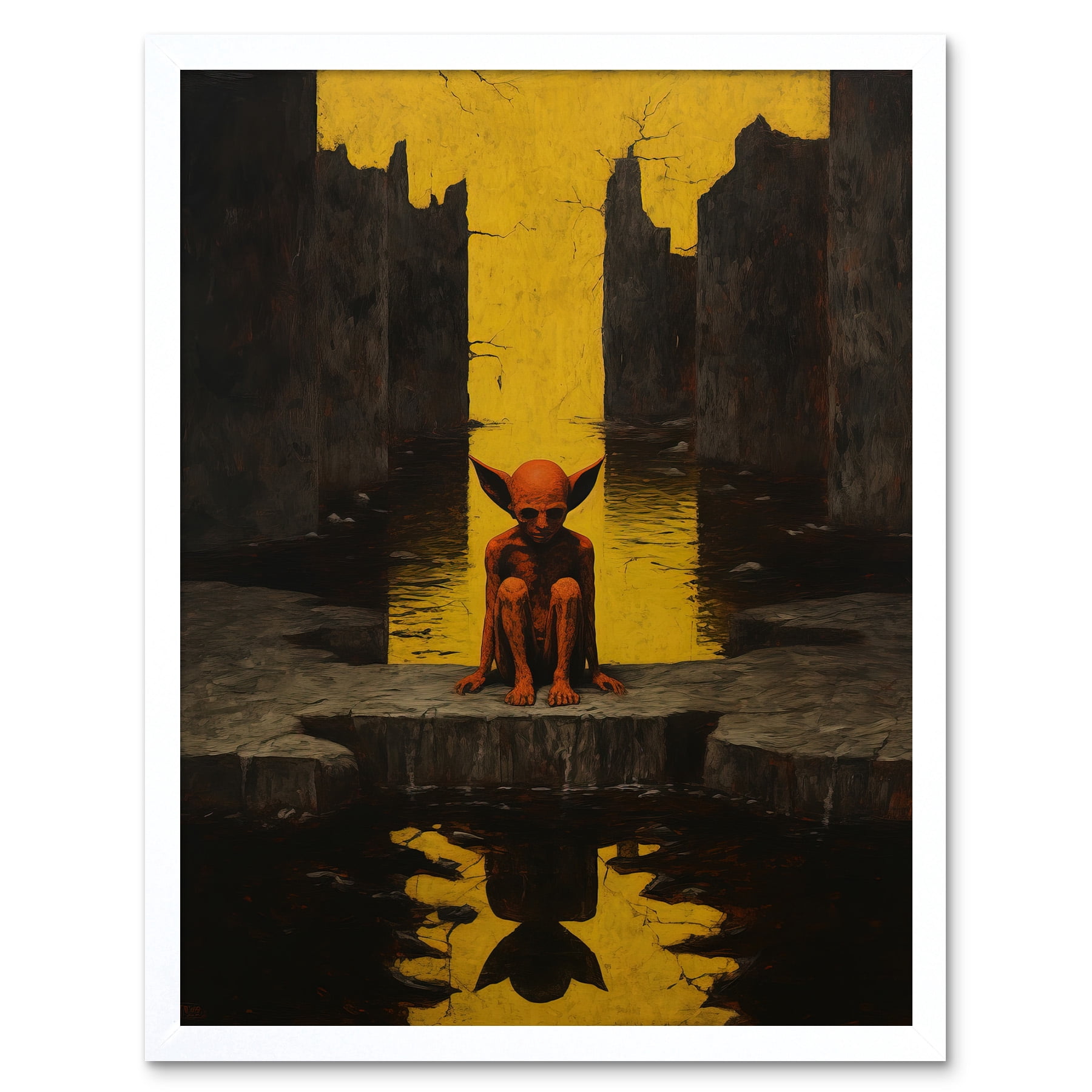 Nosferatu Lair Conceptual Art Oil Painting Yellow Sky Castle Ruins Red ...