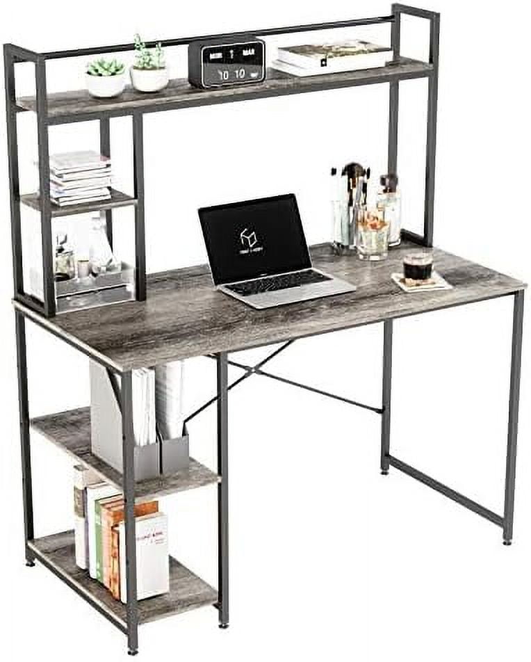 Nost & Host Computer Desk with Hutch & Bookshelf | Office Desks with 2-Tier Adjustable Shelves ...