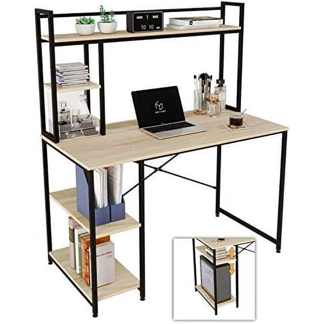 Nost & Host Computer Desk with Hutch and Shelves 47 Inch Adjustable ...