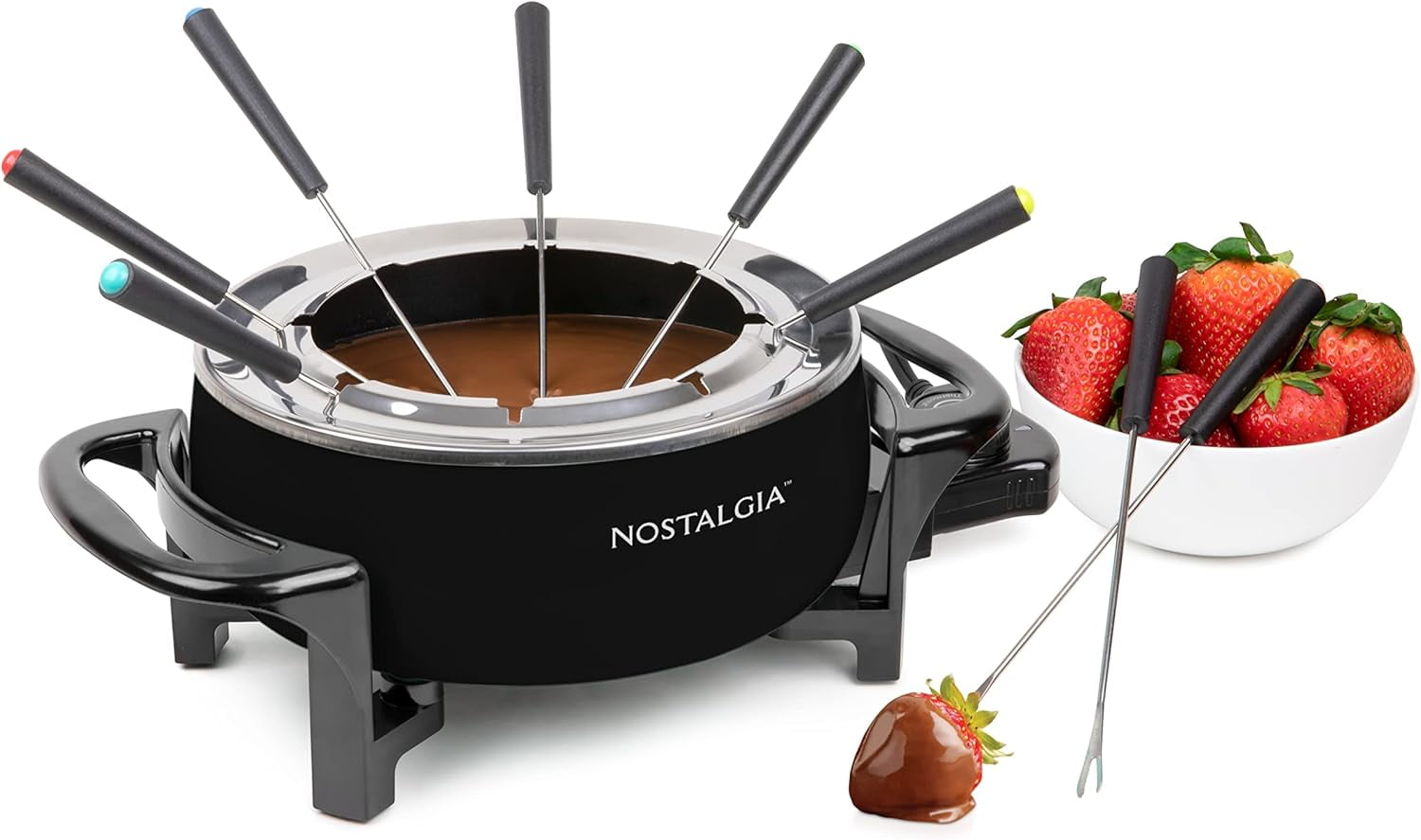 Nostalgia 12-Cup Electric Fondue Pot Set for Cheese & Chocolate - 8 ...