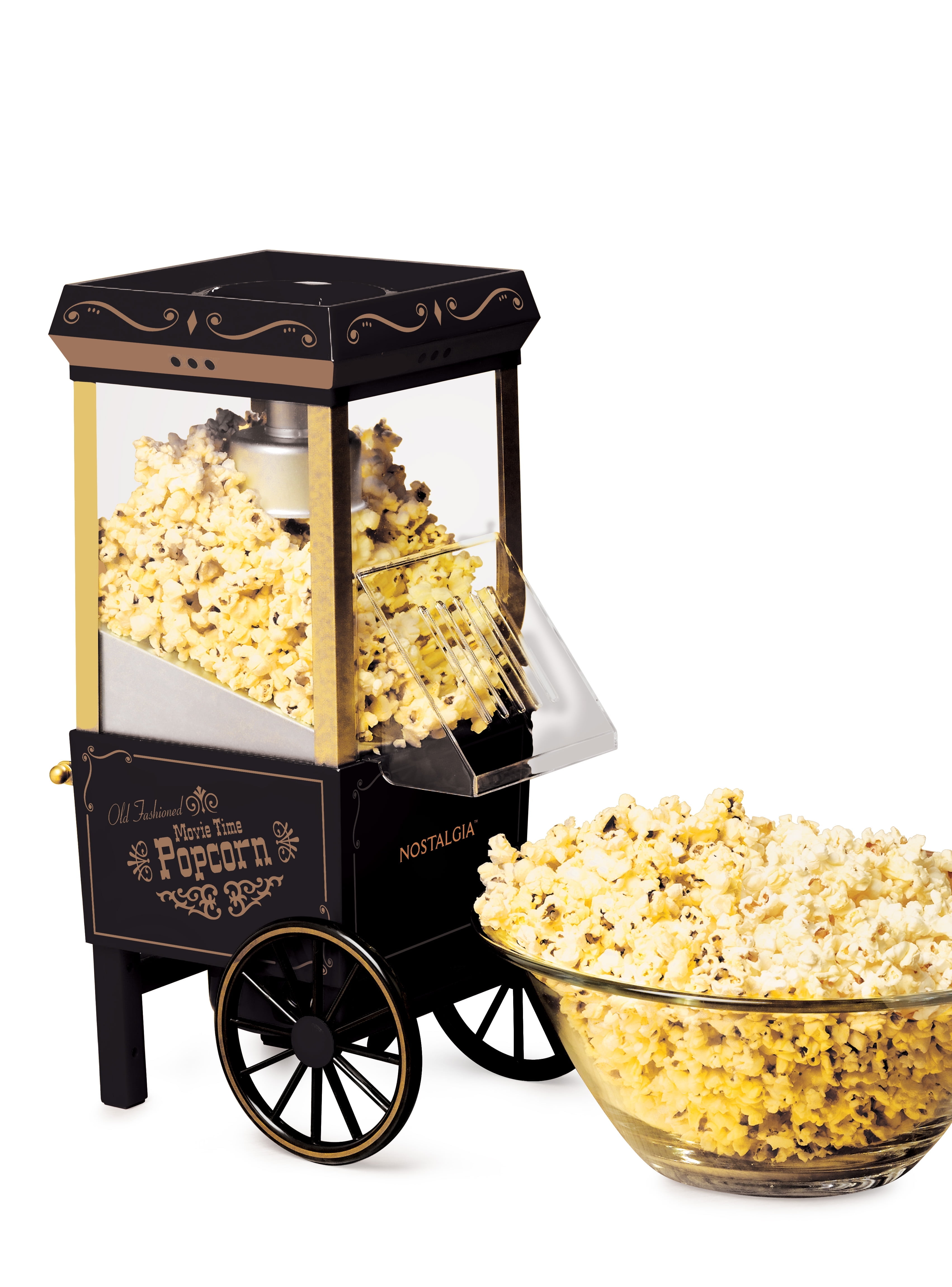 Nostalgia 12-Cup Retro Countertop Hot Air Popcorn Machine, Black ...