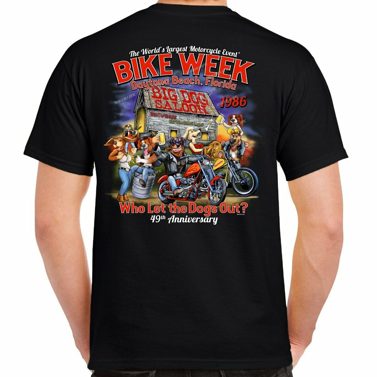 Nostalgia 1986 Bike Week Daytona Beach Who Let The Dog's Out T-Shirt - Walmart.com
