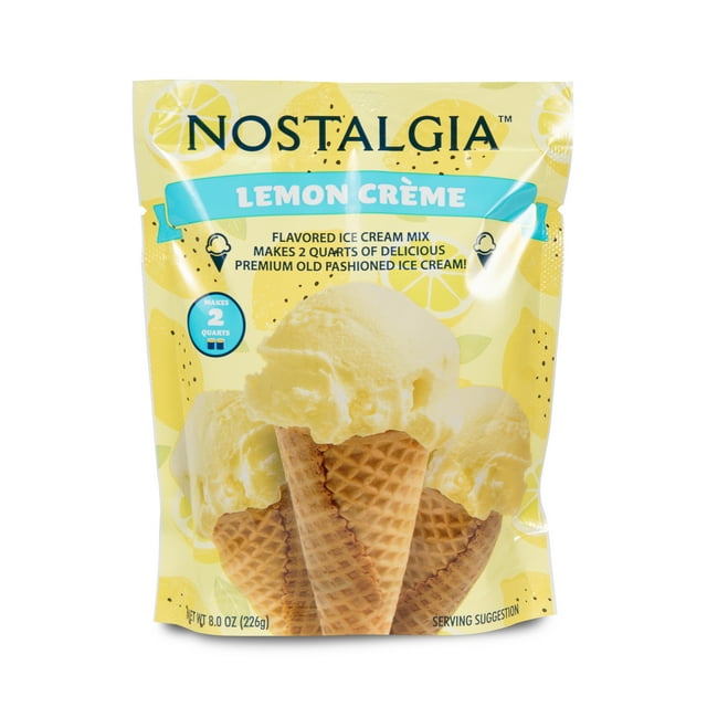 Nostalgia 2-Quart Homemade Premium Lemon Crème Ice Cream Starter Mix ...