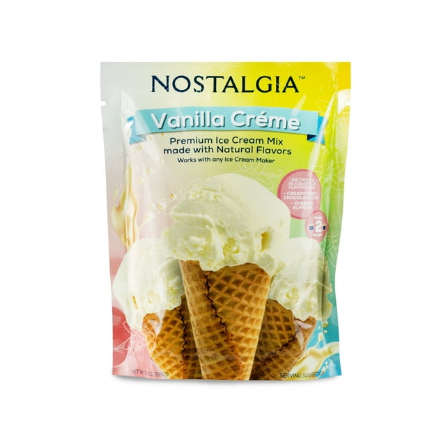 Nostalgia 2-Quart Homemade Premium Vanilla Crème Ice Cream Mix, 8 oz ...
